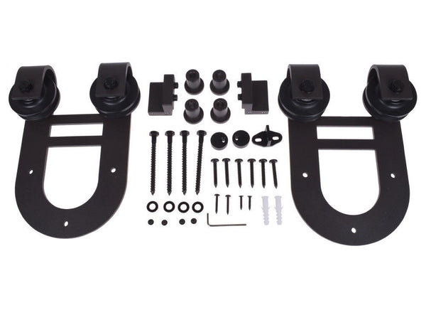 Double Wheels Barn Door Hardware | Black Sliding Barn Door Hardware BB ...